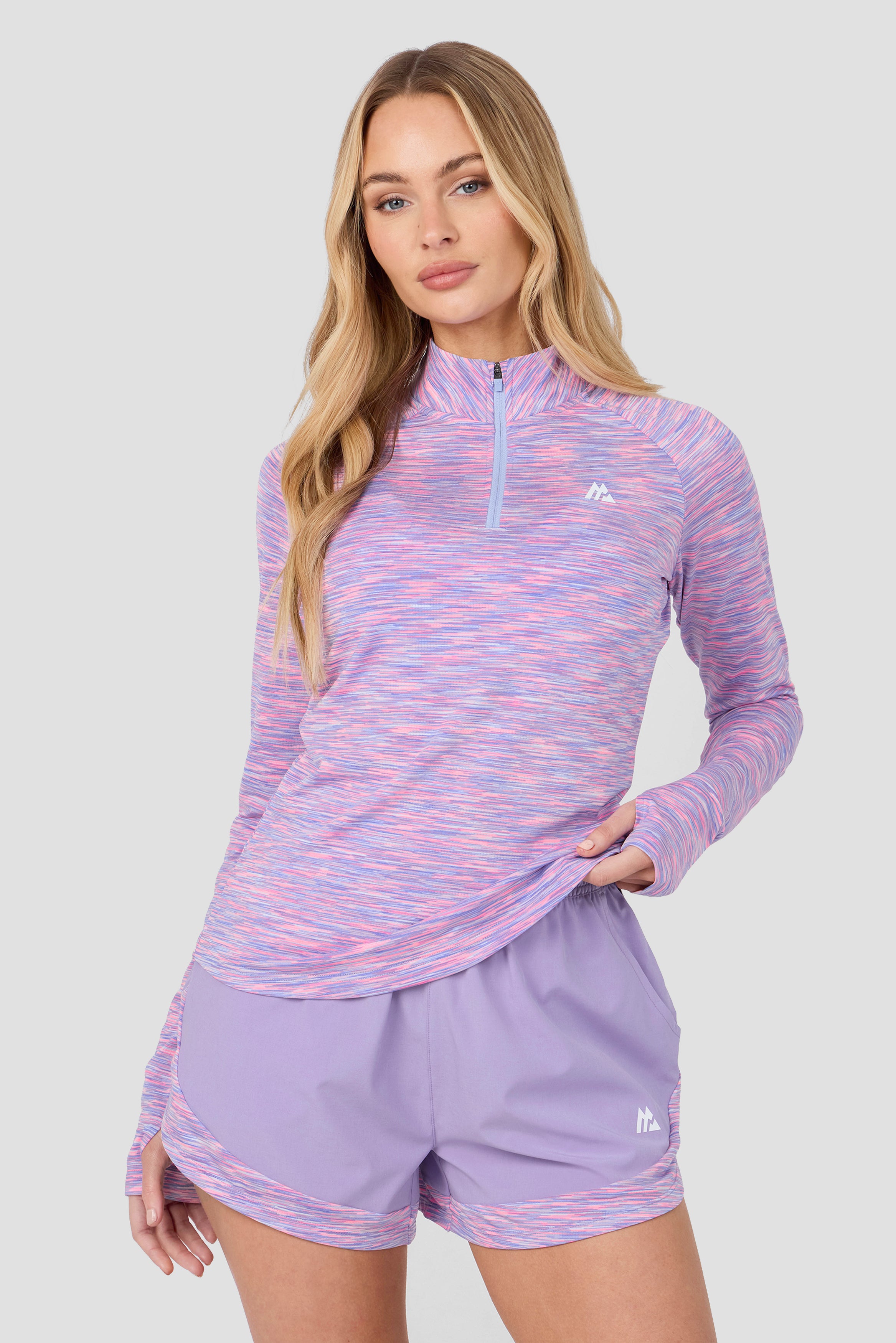 Montirex Women's Trail 1/4 Zip Sportswear - Pink/Lilac/White