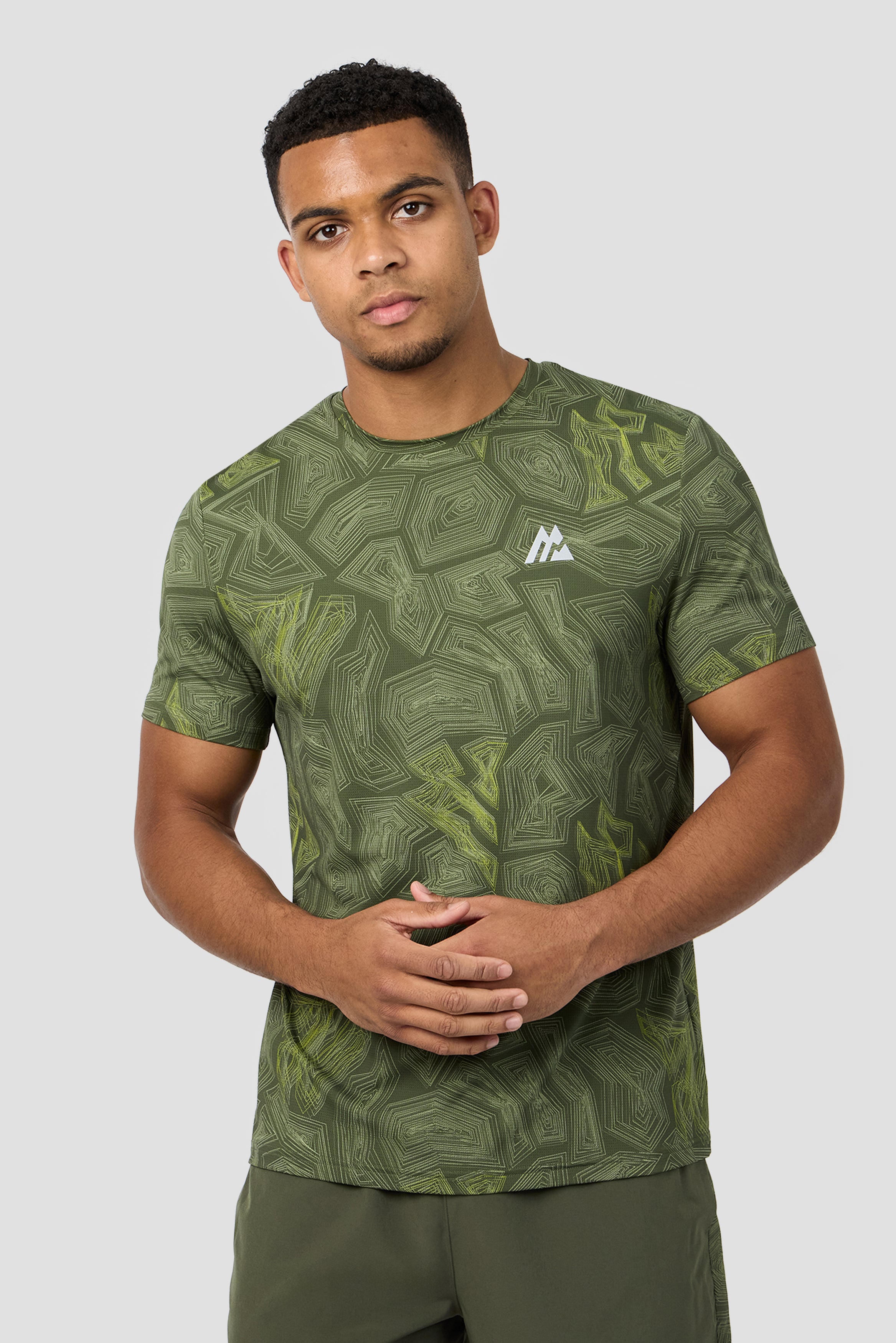 Geo M Print T-Shirt - Elm | Montirex Sportswear Gymwear