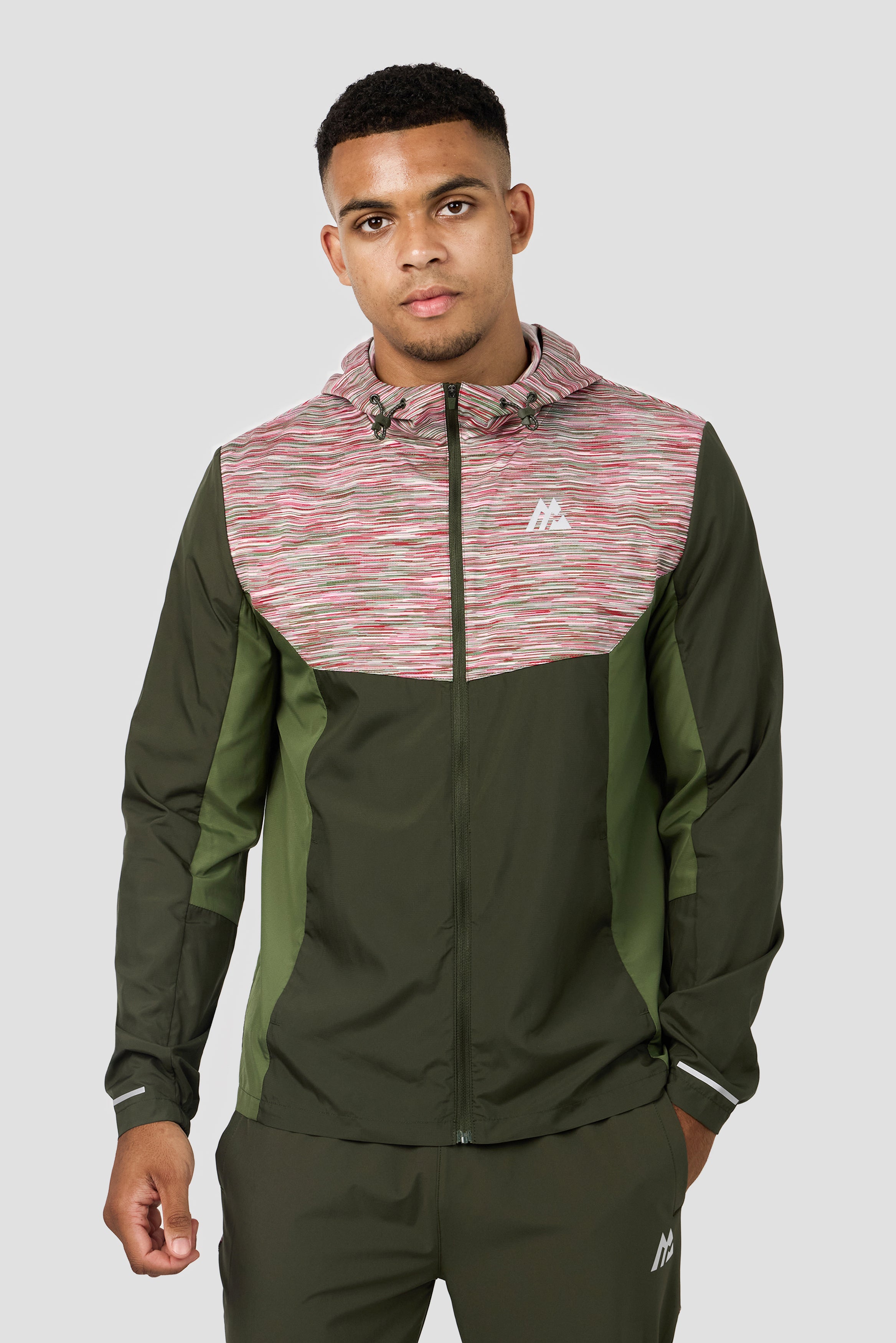 Montirex Trail Windbreaker Khaki/Pink/Red | Sportswear Gymwear