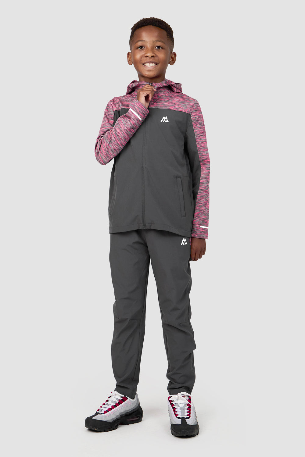 Montirex Boys Trail Windbreaker Grey/Pink | Sportswear Gymwear