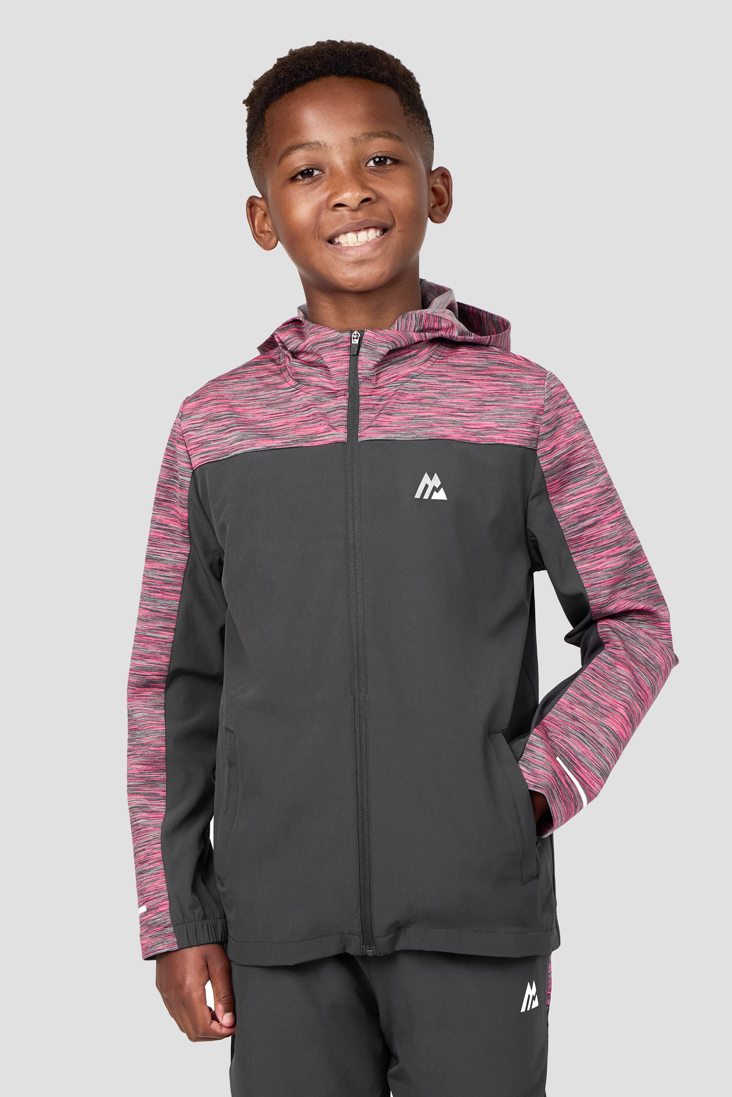 Montirex Boys Trail Windbreaker Grey/Pink | Sportswear Gymwear
